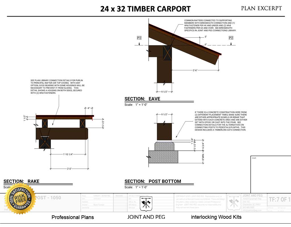 24x32 Timber Frame Carport Plan