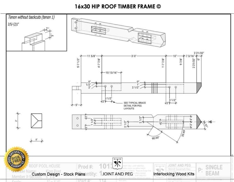 16x30 Timber Frame Pool House Plan