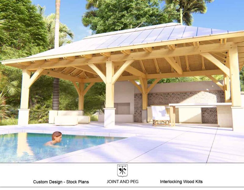 16x30 Timber Frame Pool House Plan